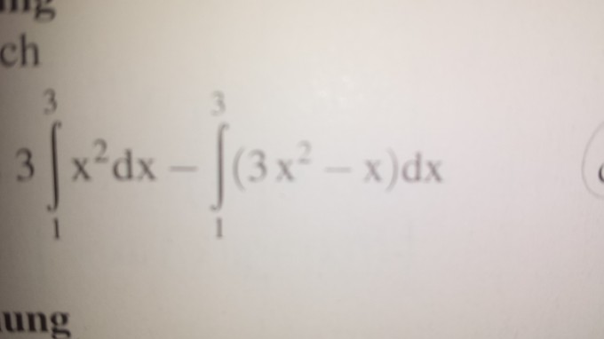 Bestimmtes Integral. Rechenregeln: 3 * ∫ (1 bis 3) x^2 dx - ∫ (1 bis 3 ...