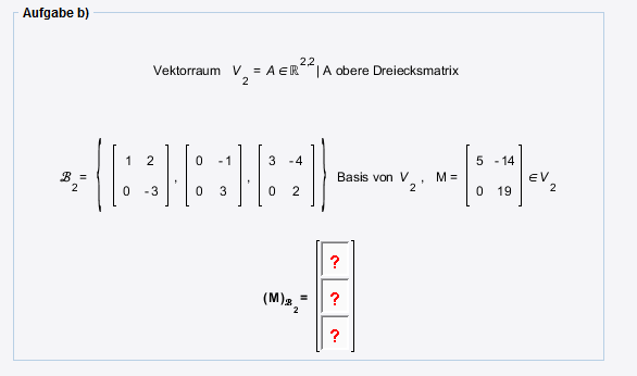 Koordinatenvektoren von Vektor, Matrix und Polynom in jeweiliger Basis ...