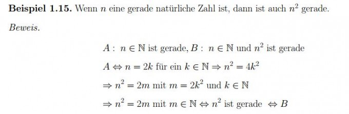 Wenn n eine gerade natürliche Zahl ist, dann ist auch n^2 gerade ...