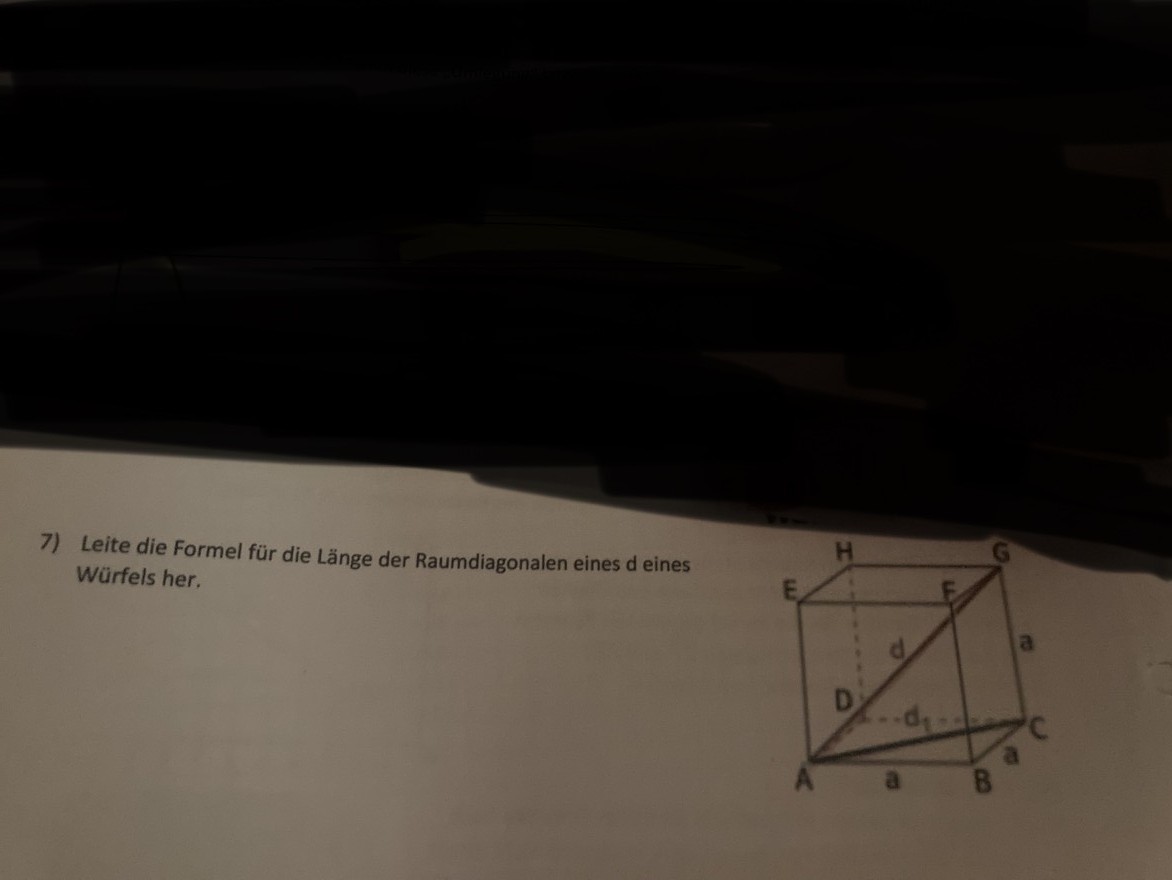 Leite die Formel für die Länge der Raumdiagonalen eines d eines Würfels ...