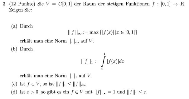 Beweise zu Normen von stetigen Funktionen. Maximum und Integral von ...