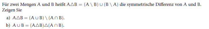 Mengenoperationen- symmetrische Differenz (A\B) u (B\A) | Mathelounge
