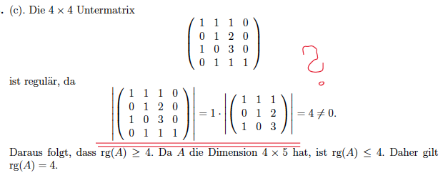 Rang einer Matrix anhand der Untermatrix bestimmen | Mathelounge