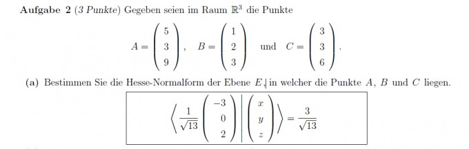 Bestimmen Sie die Hesse-Normalform der Ebene E | Mathelounge