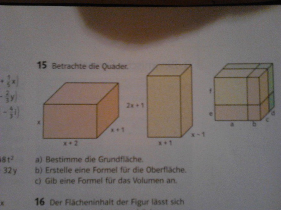 Formel für Grundfläche von Quader, seine Oberfläche, sein Volumen ...
