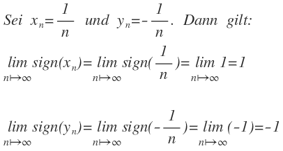 Stetigkeit von Funktionen mit Signum und Betrag mit Begründung ...