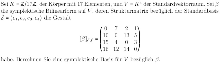 Symplektische Basis einer Bilinearform bestimmen | Mathelounge