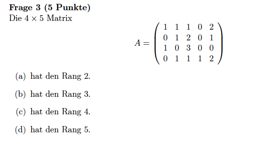 Rang einer Matrix anhand der Untermatrix bestimmen | Mathelounge