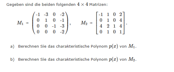 Berechnung des charakteristischen Polynoms einer quadratischen Matrix ...