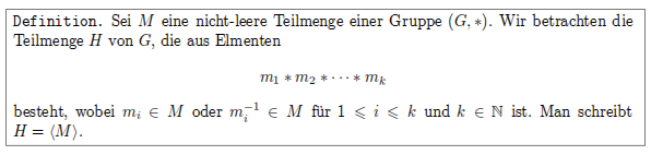 Sei M eine nicht-leere Teilmenge einer Gruppe (G,*). Beweisen Sie, dass ...