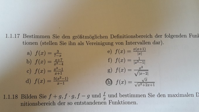 Definitionsbereich einer Gleichung (als Vereinigung von Intervallen ...