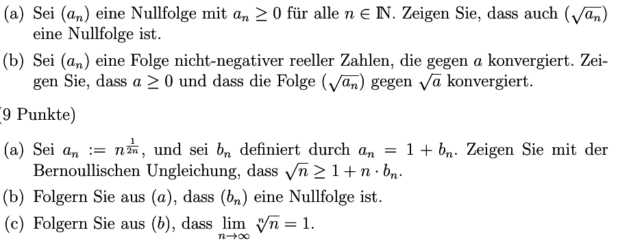 Nullfolgen und Folgen: Zeigen Sie, dass √a_n eine Nullfolge ist und ...