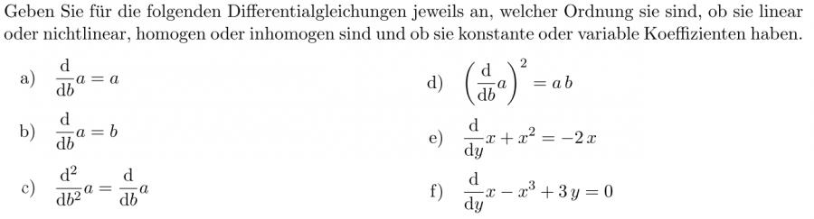 Klassiﬁkation von Differentialgleichungen. d/db a = a. Ordnung, linear ...